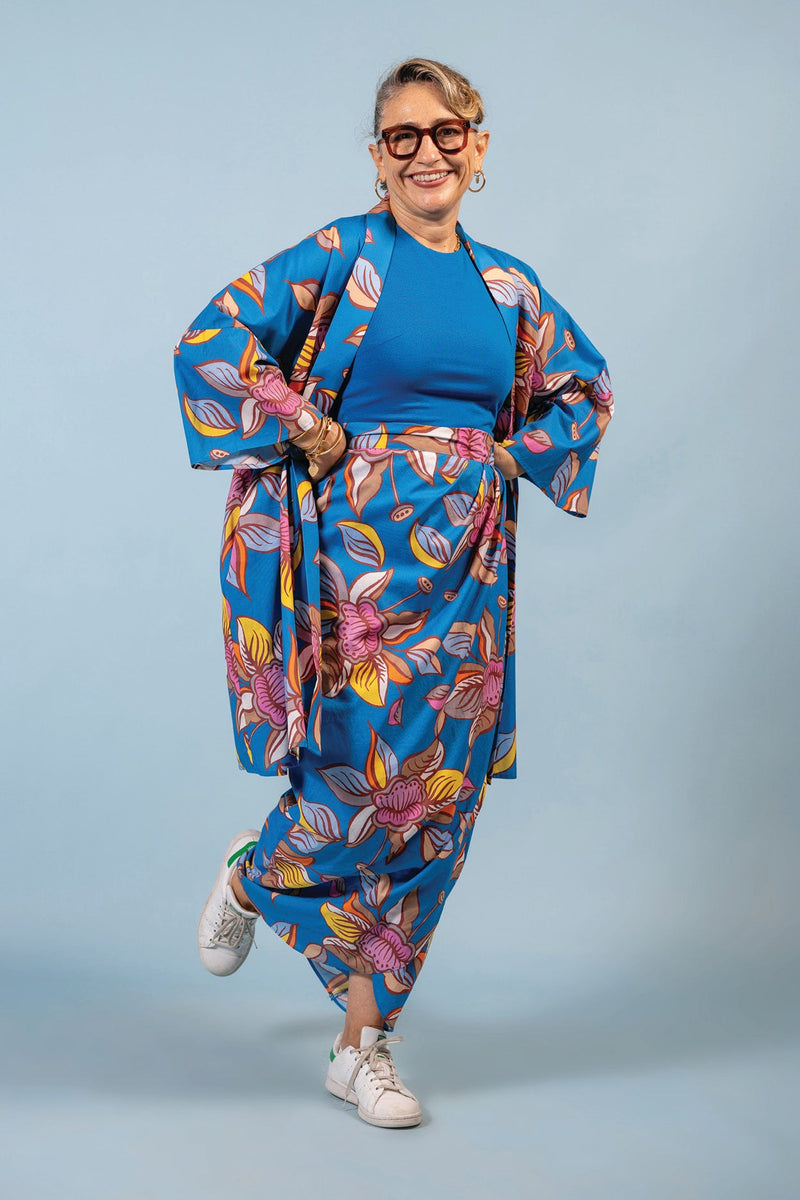 Kimono Kebaya & Sarong Set - Oolong Blue – Nala Japan